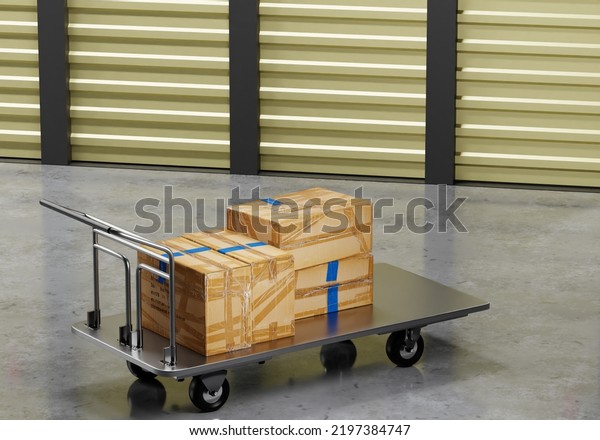 Cargo Trolley Boxes Trolley Transporting Things Stock Illustration ...