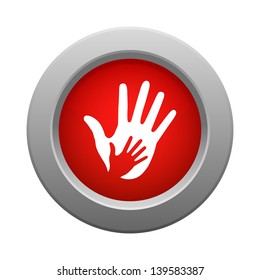 Caring Hands Red Button Raster Illustration Stock Illustration ...