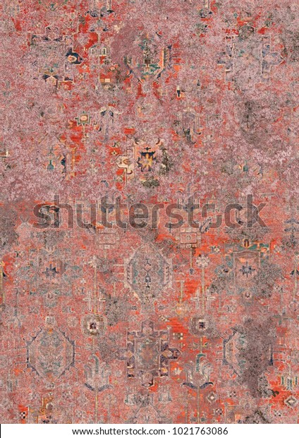 Carpet Design Rugs Old Pattern Dirty Stock Illustration 1021763086