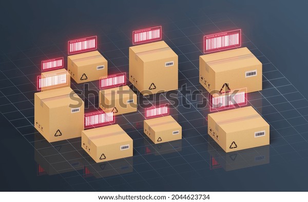 Carton Bar Code Commodity Inspection Transportation Stock Illustration ...