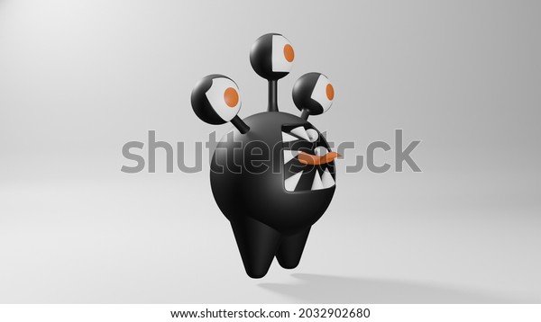 Cartoon Alien Black Character Multiple Perspectives Stock Illustration ...