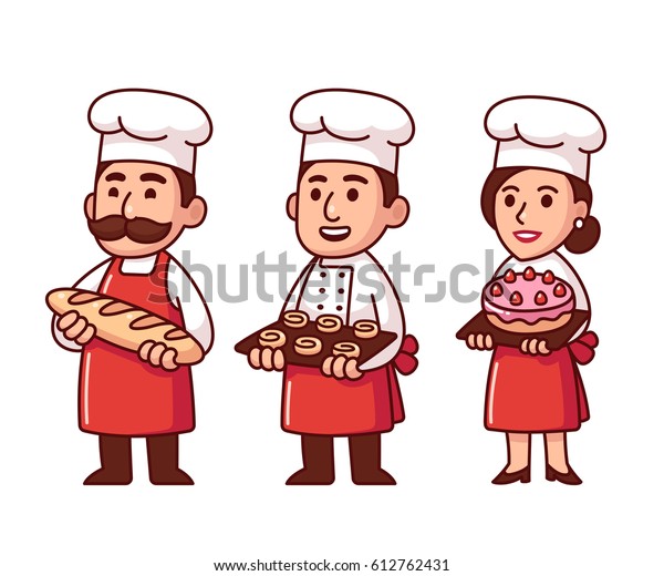 Cartoon Baker Characters Set Uniform Bread Stock Illustration 612762431 ...