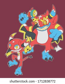 Cartoon Based On Dancing Devils Yare Stock Illustration 1712838772 ...