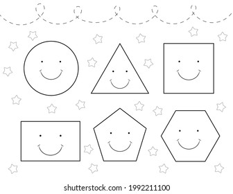 Cartoon Basic Shapes Coloring Page Kids Stock Illustration 1992211100 ...