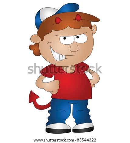 Cartoon Boy Being Devil Isolated On Stock Illustration 83544322 ...