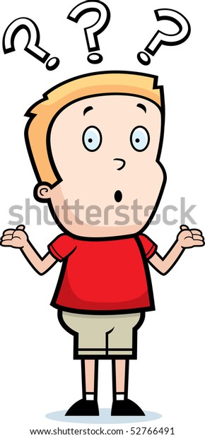 Cartoon Boy Confused Expression Stock Illustration 52766491