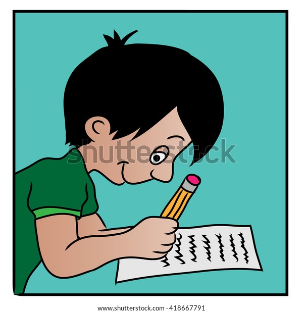 Cartoon Boy Doing Homework Stock Illustration 418667791 | Shutterstock