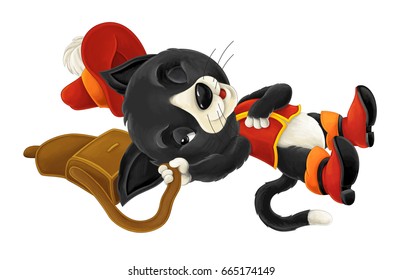 Ilustrasi Stok Cartoon Cat Isolated Lying Down Pretending 665174149 ...