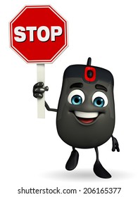 Cartoon Character Computer Mouse Stop Sign Stock Illustration 206165377 ...