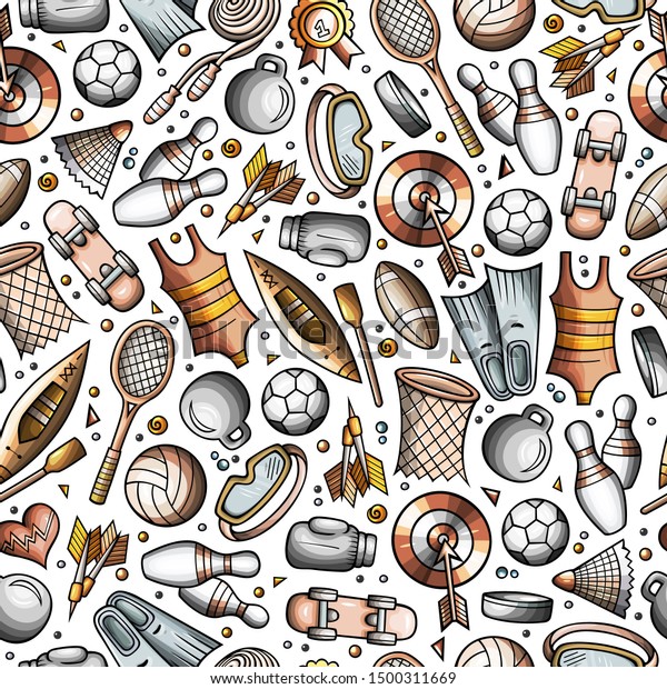 Cartoon Cute Hand Drawn Sport Seamless Stock Illustration 1500311669 ... Cartoon Cute Hand Drawn Sport Seamless Stock Illustration 1500311669 ...