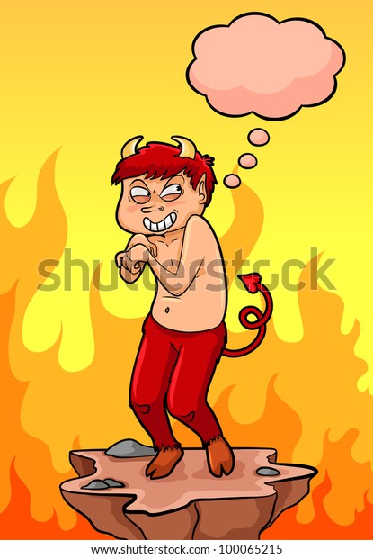 Ilustrasi Stok Cartoon Devil Blank Thinking Balloon Vector 100065215 ...