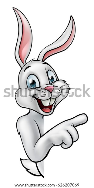 Cartoon Easter Bunny Rabbit Pointing Around Stock Illustration ...