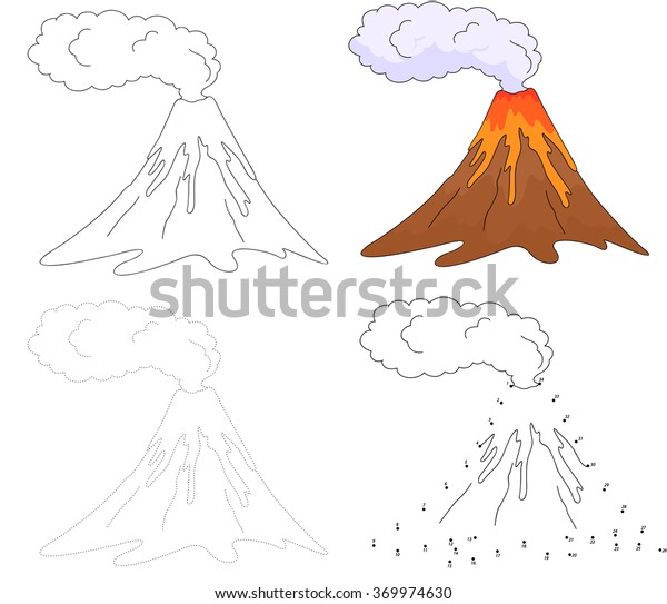 Cartoon Erupting Volcano Dot Dot Educational Stock Illustration 369974630