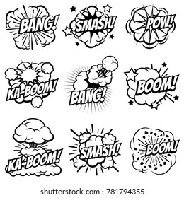 Cartoon Explode Icons Comic Book Explosion Stock Vector (Royalty Free ...