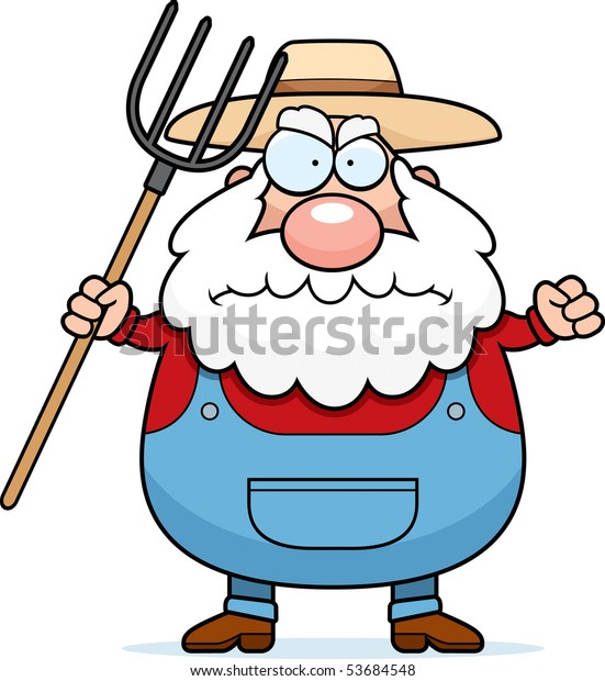 Cartoon Farmer Angry Expression Stock Illustration 53684548