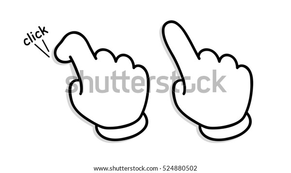 Cartoon Hand Cursor Isolated On White Stock Illustration 524880502 ...