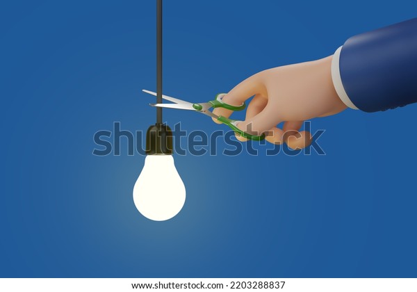 Cartoon Hand Scissors Cutting Wire Light Stock Illustration 2203288837 ...