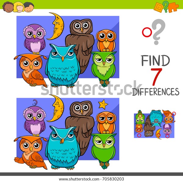 Cartoon Illustration Find Differences Educational Activity Stock ...