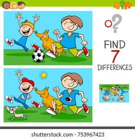 Cartoon Vector Illustration Finding Differences Between Stock Vector ...