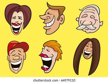 Cartoon Illustration Set Funny Faces Stock Illustration 64979110 ...