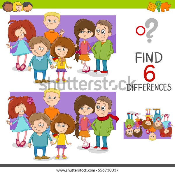 Cartoon Illustration Spot Differences Educational Game Stock ...