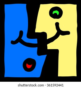 Cartoon Illustration Two Interlocking Face Cojoint Stock Illustration ...