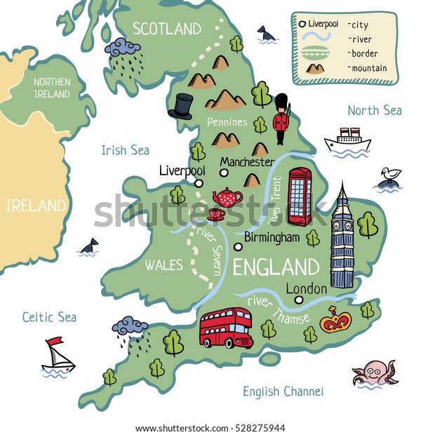 Illustrazione stock 528275944 a tema Cartoon Map England