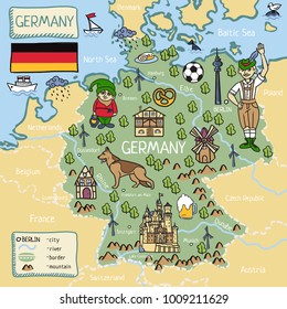 Cartoon Map Germany Stock Vector (Royalty Free) 795715705 | Shutterstock