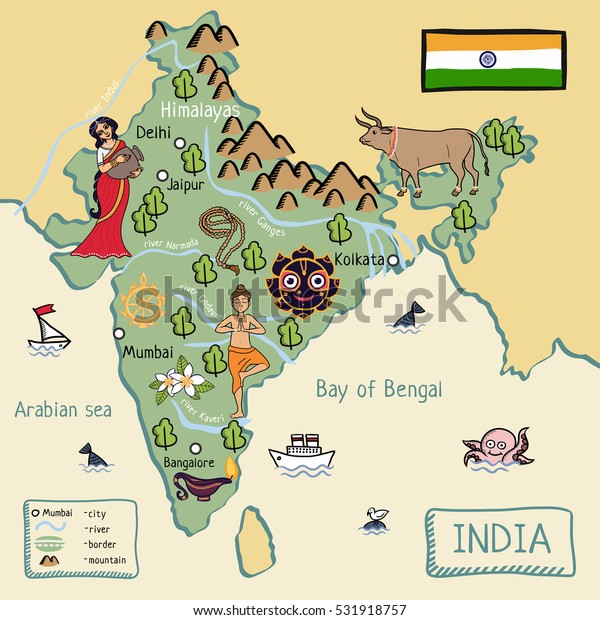cartoon map of India