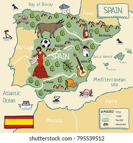 Cartoon Map Spain Stock Illustration 795539512 | Shutterstock