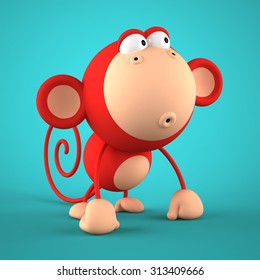 Cartoon Red Monkey Isolated On White Stock Illustration 313409669