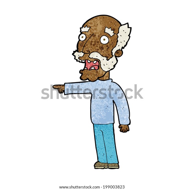 Cartoon Scared Old Man Pointing Stock Illustration 199003823 | Shutterstock