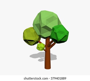 Cartoon Tree Low Poly Stock Illustration 379401889