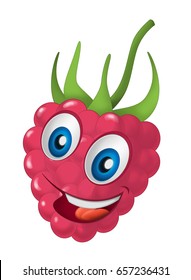 Cartoon Vegetable Smiling Looking Raspberry Illustration Stock ...