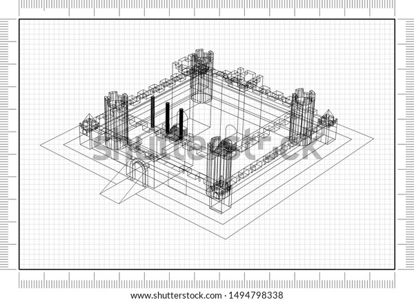 Castle Blueprint 3d Rendering Stock Illustration 1494798338 | Shutterstock