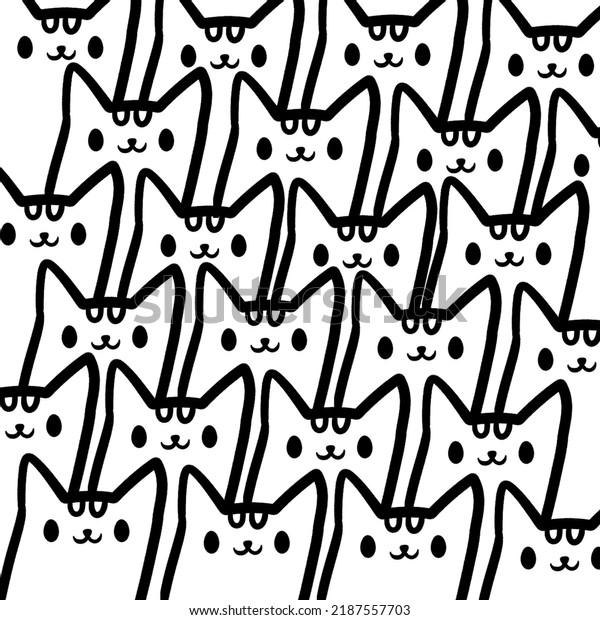 Cat Lines Pattern Illustration Set Cute Stock Illustration 2187557703 ...