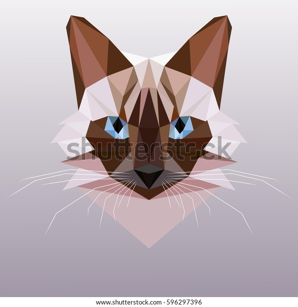 Cat Polygon Style Siamese Cat Head Stock Illustration 596297396 ...