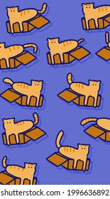 Cat Silhouette Pattern Flat Design Purple Stock Illustration 1996636892 ...