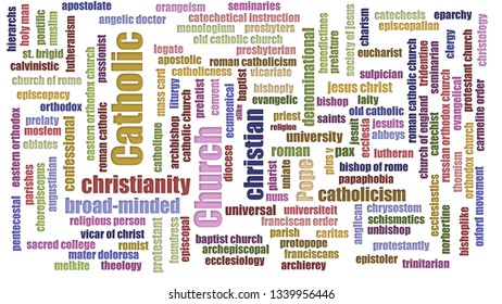 Catholic Word Cloud Randomised Isolated Stock Illustration 1339956446 ...