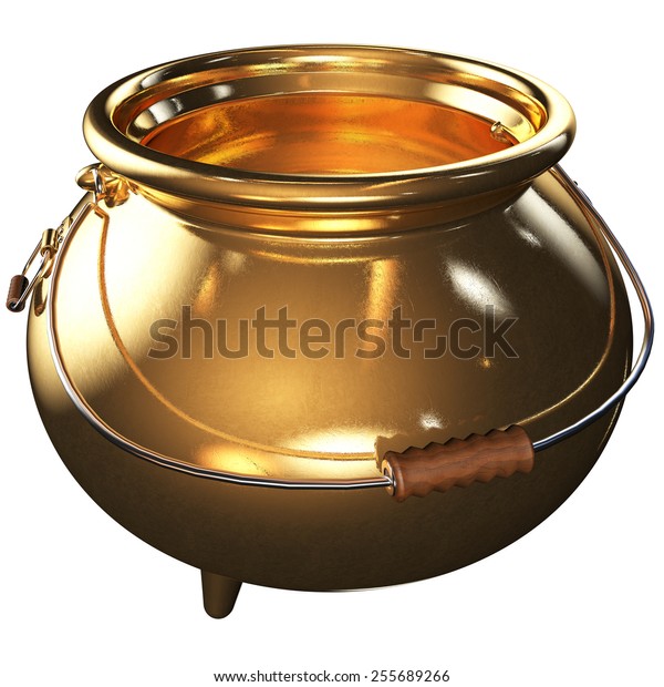 Cauldron Gold Empty 3d Rendered Clipping Stock Illustration 255689266