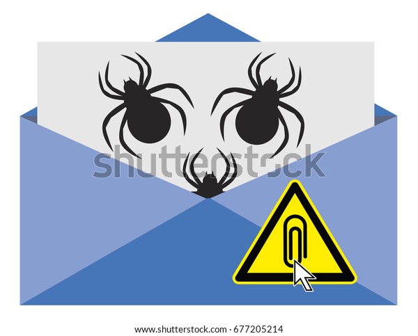 Caution Email Attachment Opening Unknown Messages Stock Illustration ...