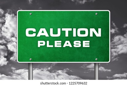 Caution Please Warning Sign Stock Illustration 1225709632