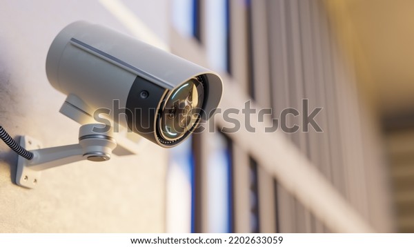Cctv Camera Installed On Wall Building Stock Illustration 2202633059 ...