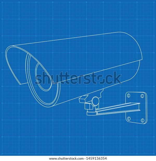 Cctv Security Camera Outline Drawing On Stock Illustration 1459136354 ...