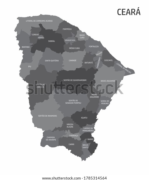 Ceara State Regions Map Labels On Stock Illustration 1785314564 ...