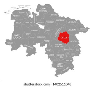 Celle County Red Highlighted Map Lower Stock Illustration 1402511048 ...