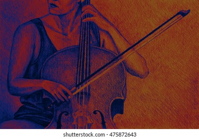Cello Player Drawing Stock Illustration 475872643 | Shutterstock