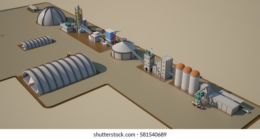 Cement Factory 3 D Render View Stock Illustration 581540689 | Shutterstock