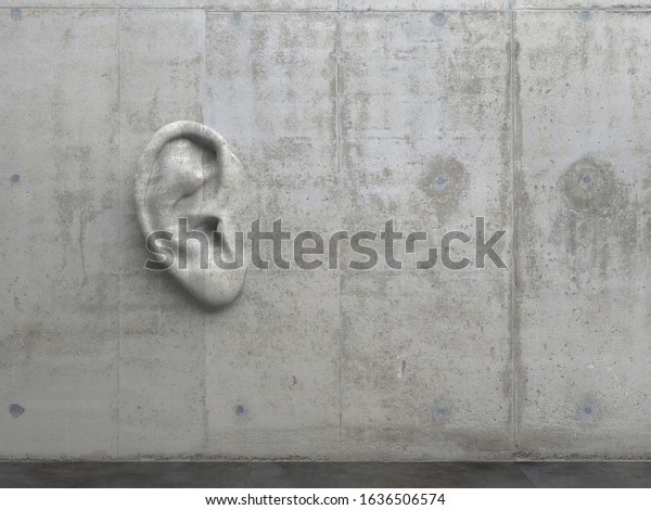Cement Sculpture Shape Human Ear On 스톡 일러스트 1636506574