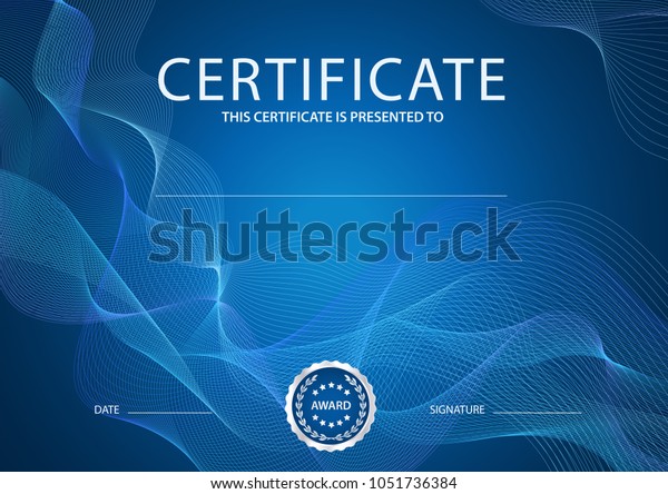 Certificate Blue Background Design Template Guilloche Stock ...